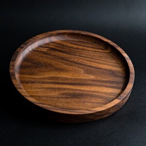 Hand Carved Tray, Circular Walnut Dish, Food Safe Serving Plate, Home ...