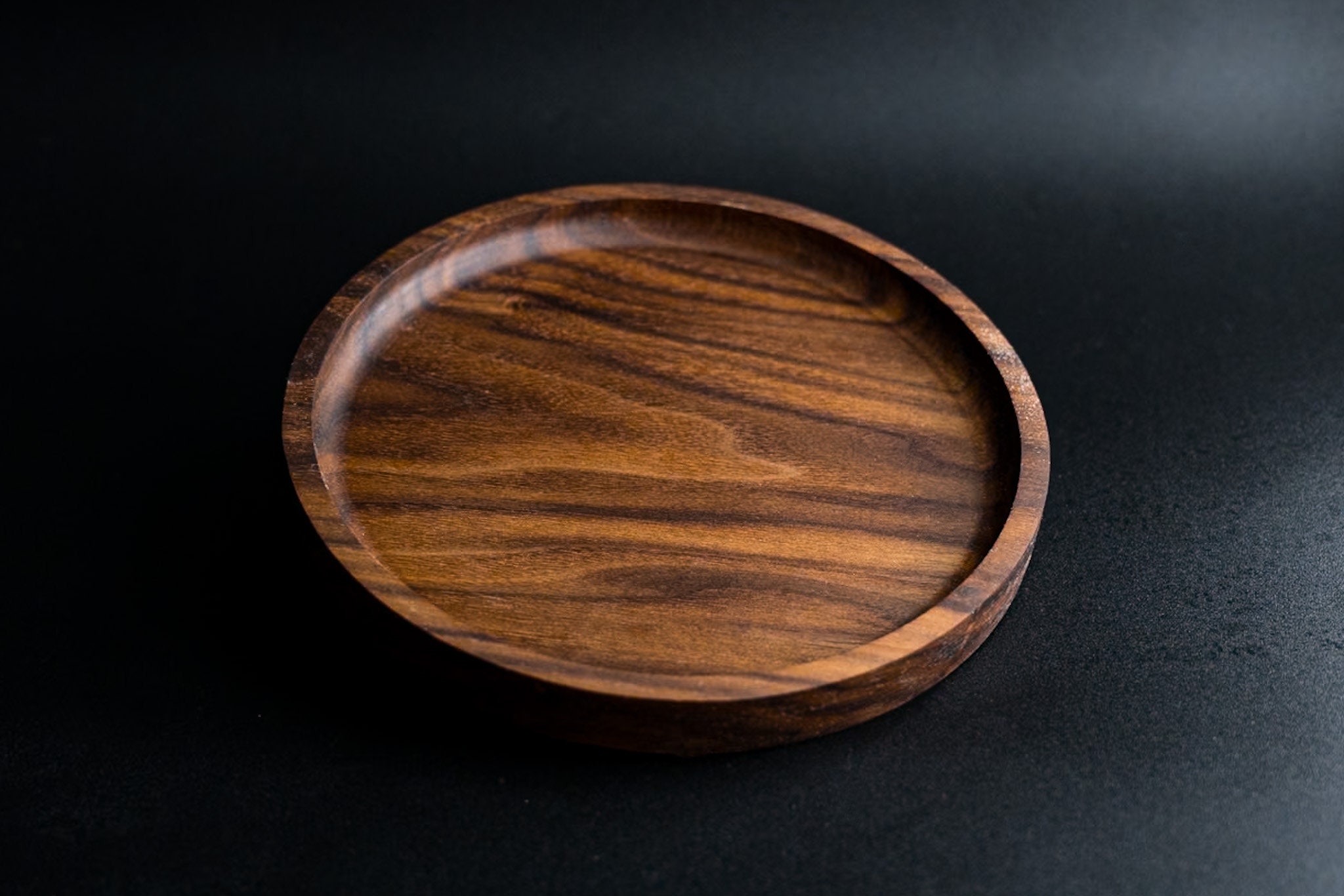 Hand Carved Tray, Circular Walnut Dish, Food Safe Serving Plate, Home ...