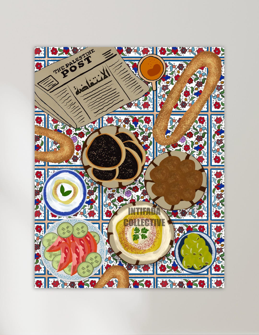 Palestinian Breakfast Poster | Art Print | Palestinian Art, Kitchen ...