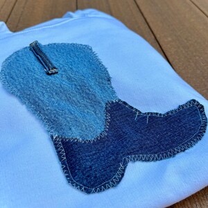 Cowboy Boot Patchwork Crewneck Denim Cowboy Boot Sweater Western ...