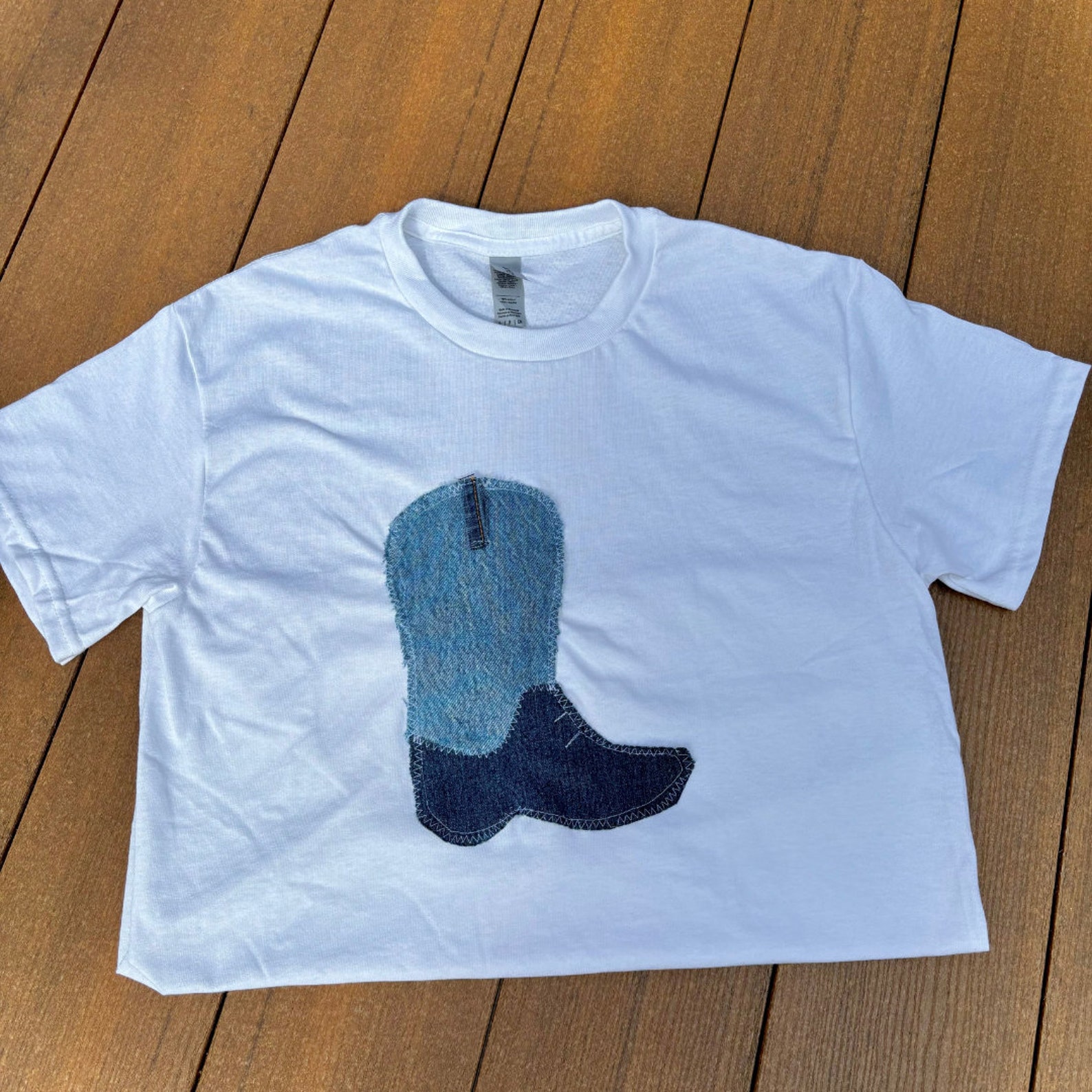 Cowboy Boot Patchwork T-shirt Jean Cowboy Boot Shirt Western Shirt ...