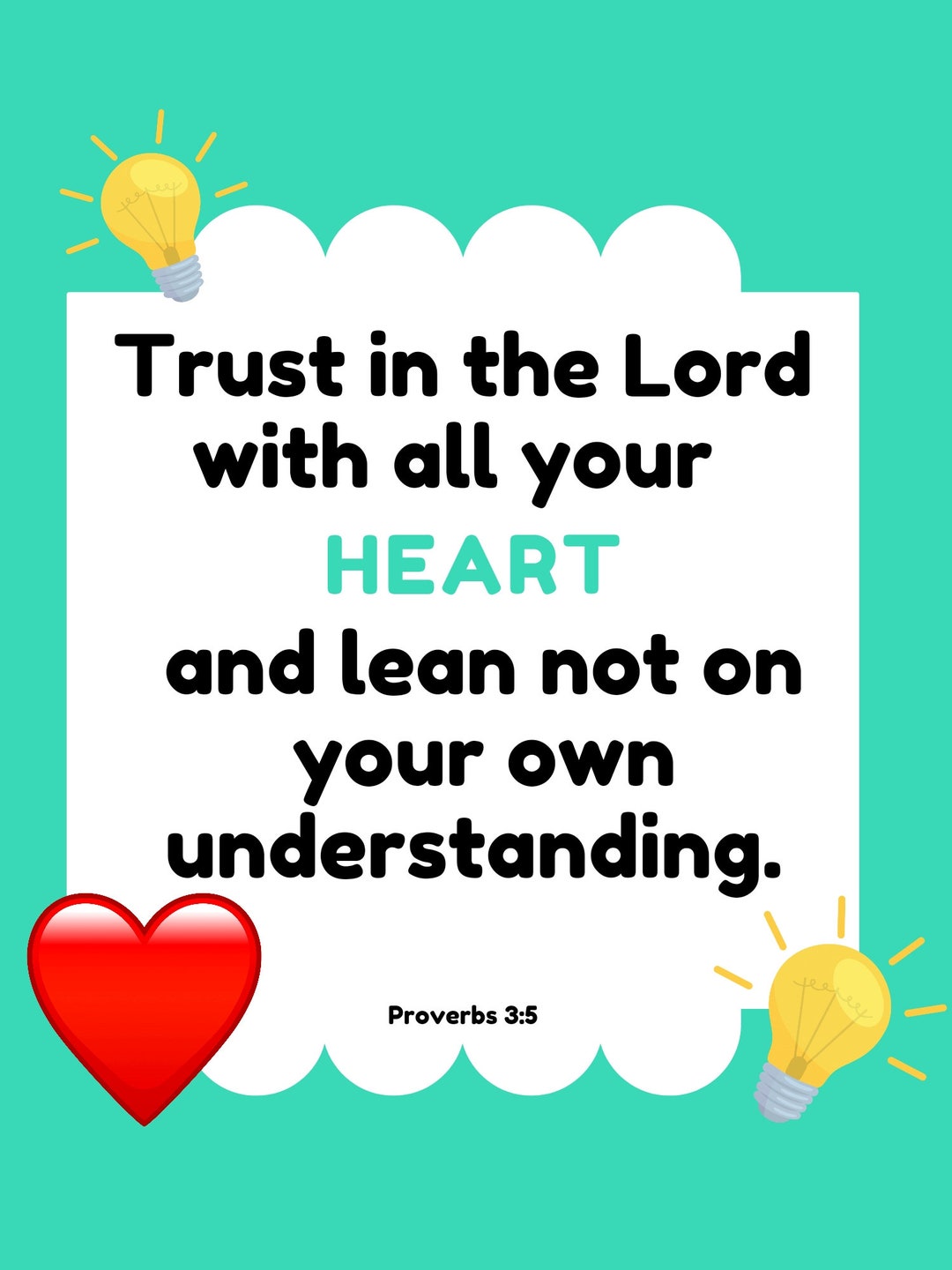 Proverbs 3:5, Children's Bible Verse Poster, Kids Memory Verse, Trust ...