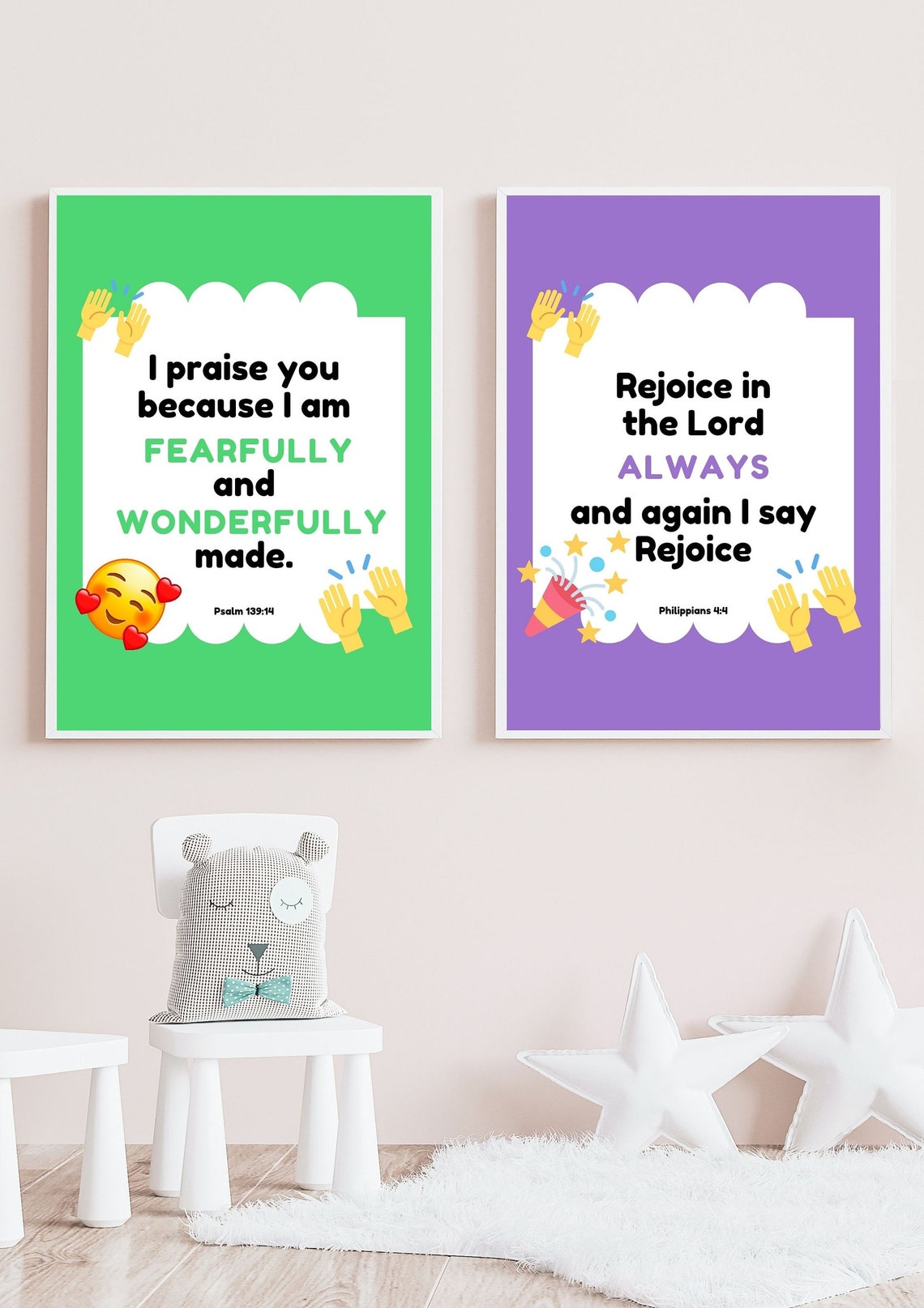 Psalm 139:14, Children's Bible Verse Poster, Kids Memory Verse ...