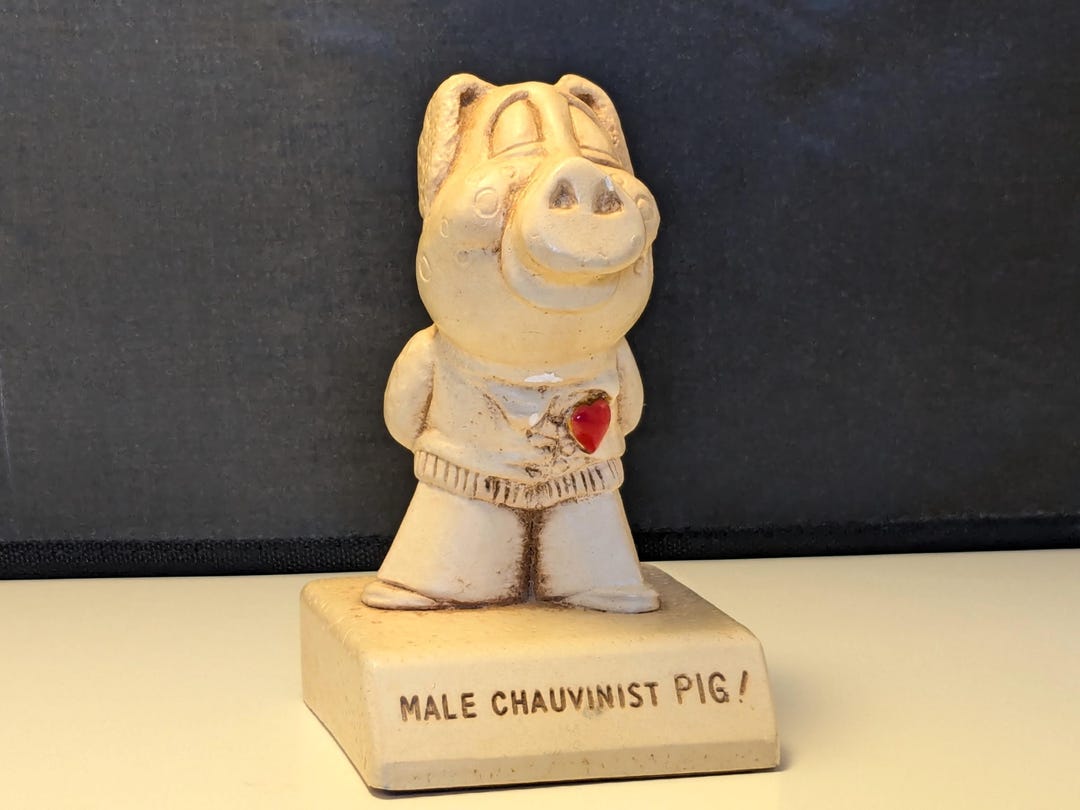 Vintage 1970s Male Chauvinist Pig Statuette. Funny Novelty Gift. Secret ...