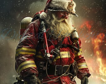 Digital Download Fire Fighter Dressed as Santa Christmas Png - Etsy