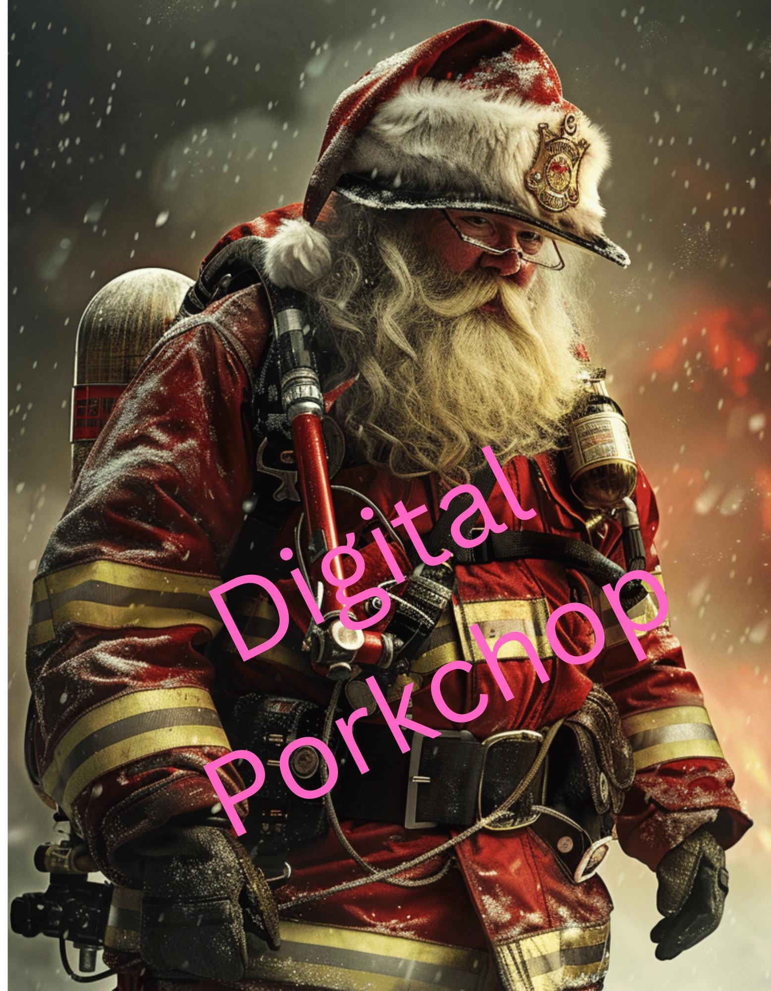 Digital Download Fire Fighter Dressed as Santa Christmas Png - Etsy