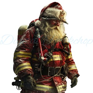 Digital Download Fire Fighter Dressed as Santa Christmas Png - Etsy
