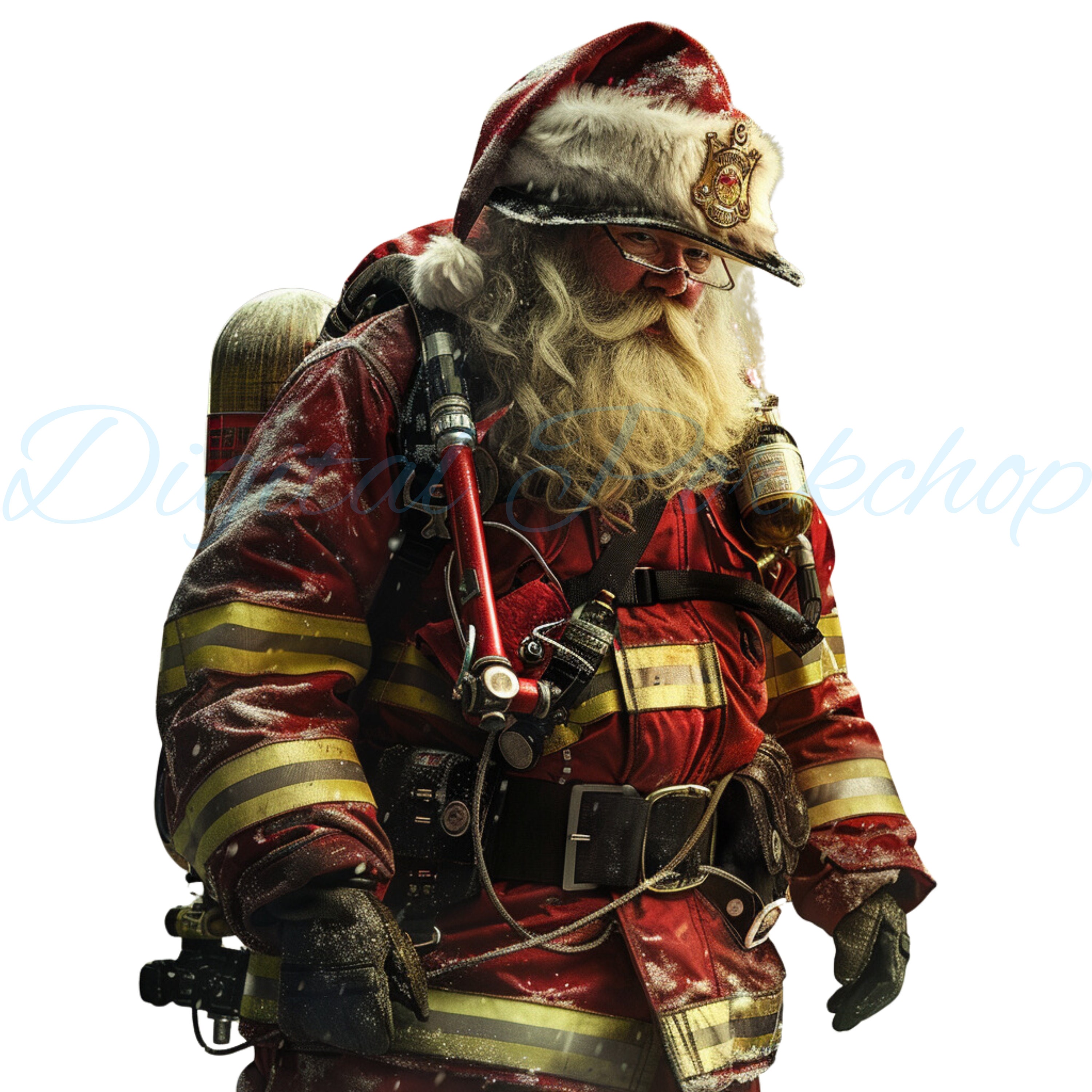Digital Download Fire Fighter Dressed as Santa Christmas Png - Etsy