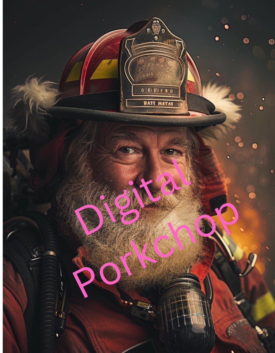 Digital Download Fire Fighter Dressed as Santa Christmas Png With a ...