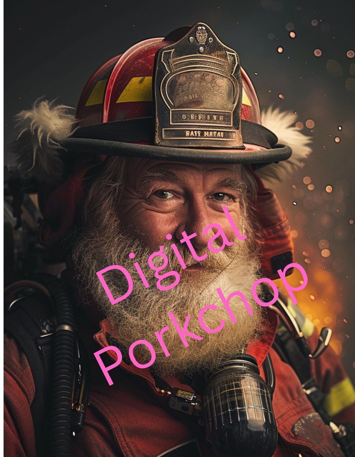 Digital Download Fire Fighter Dressed as Santa Christmas Png With a ...