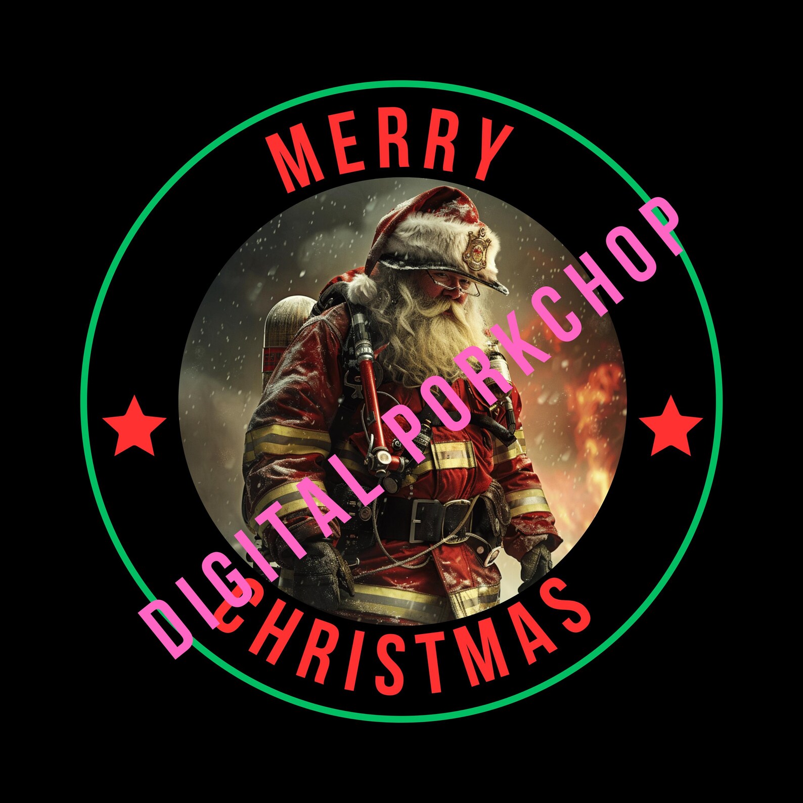 Digital Download Fire Fighter Dressed as Santa Christmas Png With a ...
