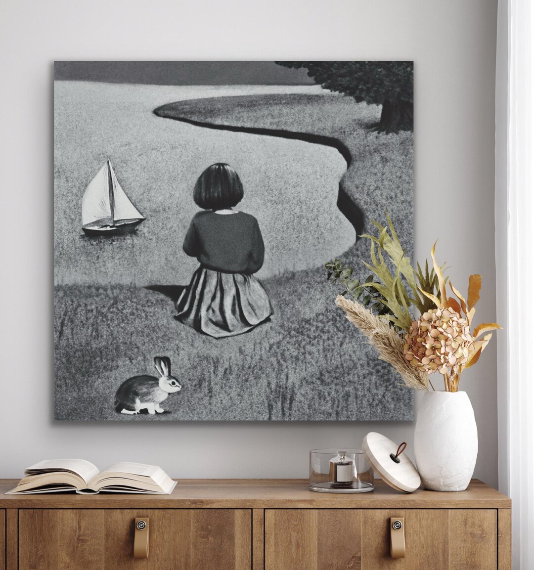 Grey Sailboat Art, Grainy Printable Art, Retro Style Printable Poster ...