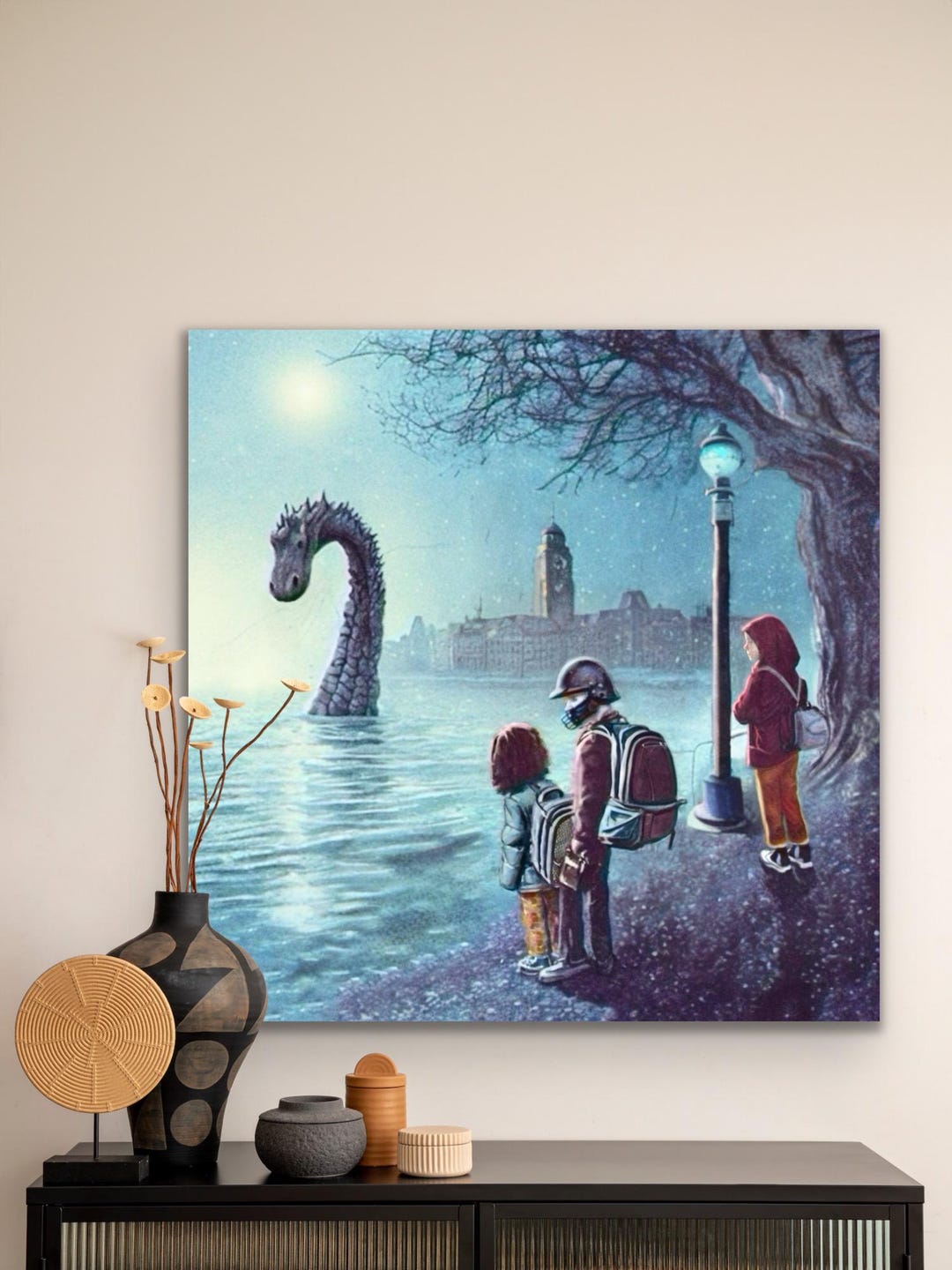 Retro Loch Ness Printable Art, Retro Fantasy Art, Vintage Sea Monster ...