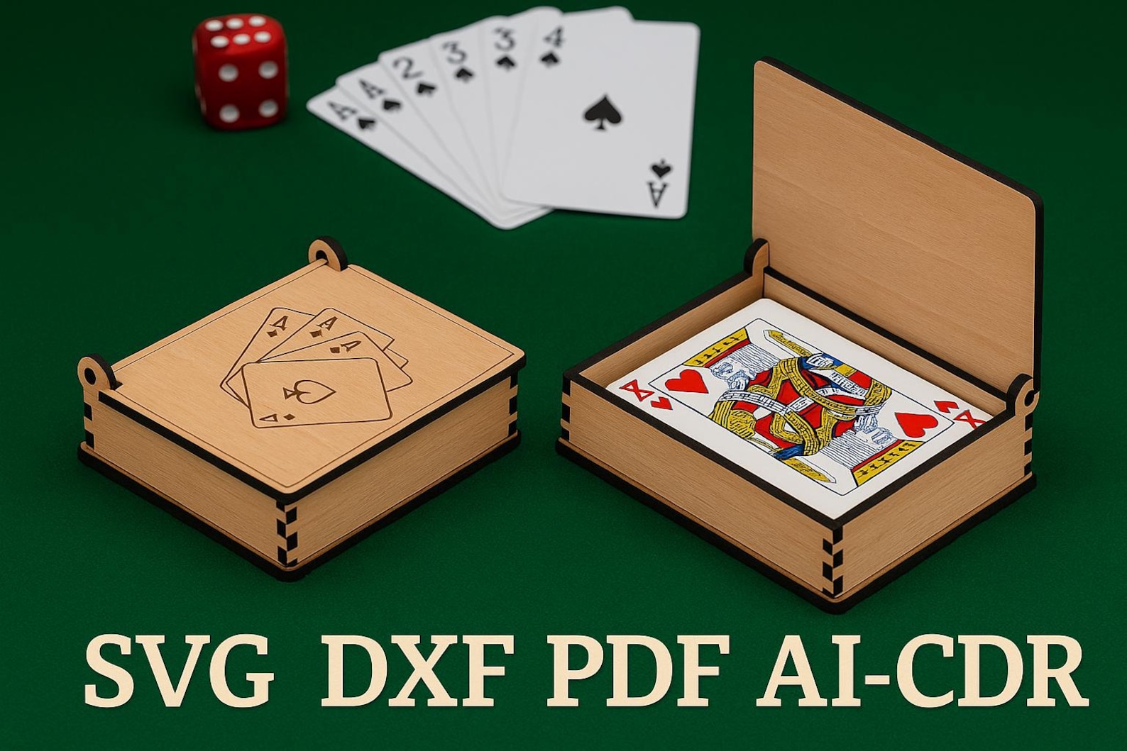 Wooden Playing Card Box SVG - Laser Cut Storage File for Poker & Games ...