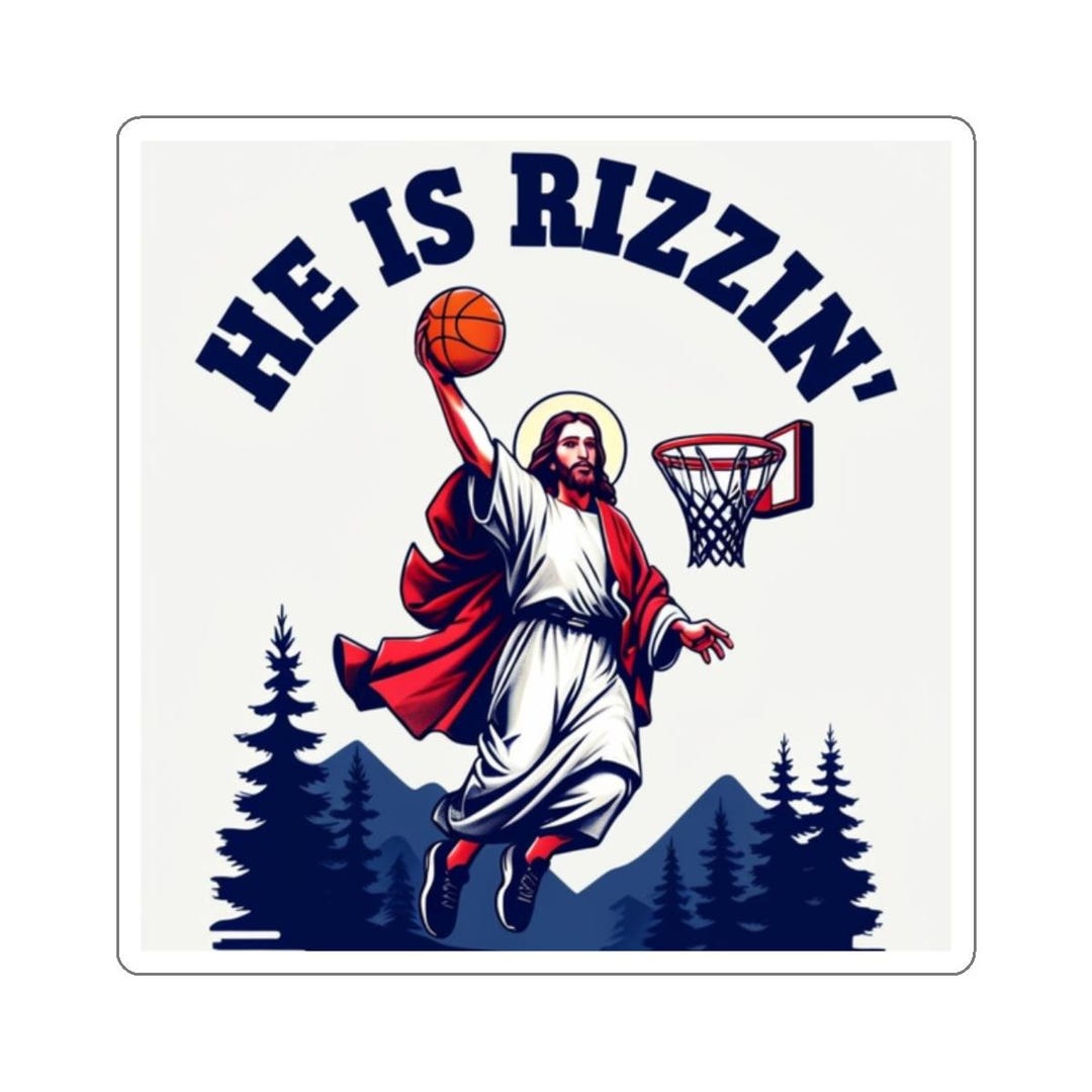 Christian Jesus Playing Basketball Kiss-cut Stickers, Religious Faith ...