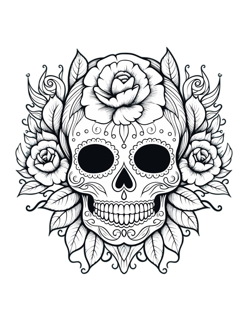 15 Printable Sugar Skull Coloring Pages | Día De Los Muertos Digital ...
