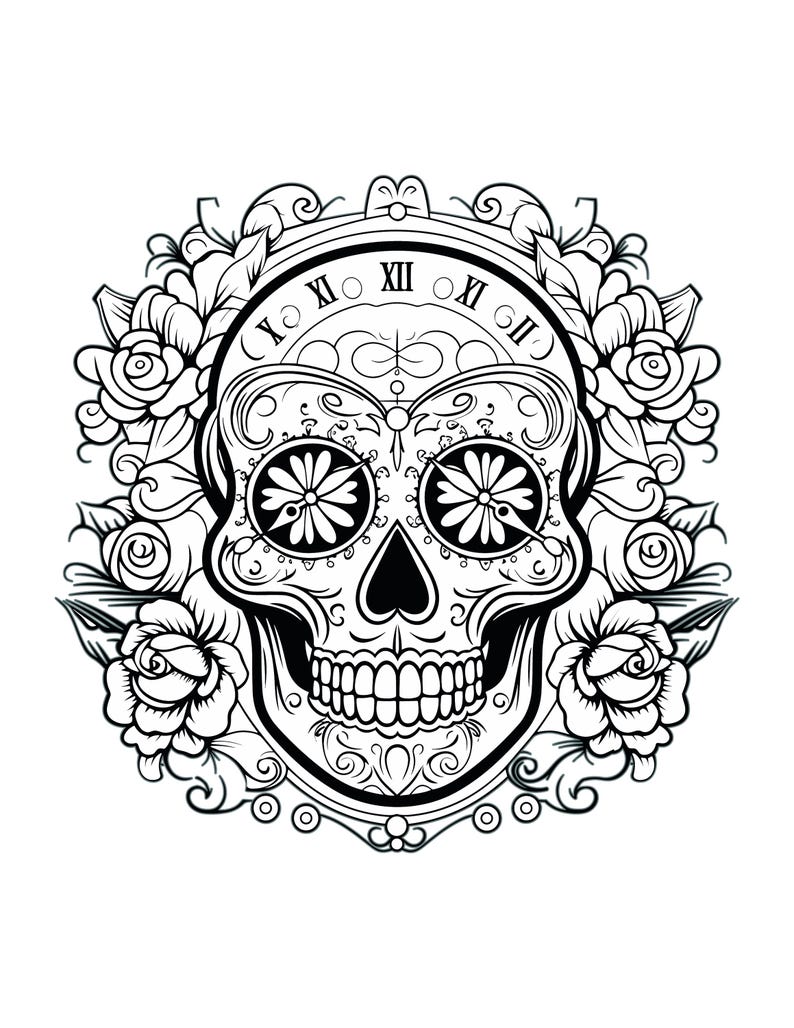 15 Printable Sugar Skull Coloring Pages Día De Los Muertos Digital ...
