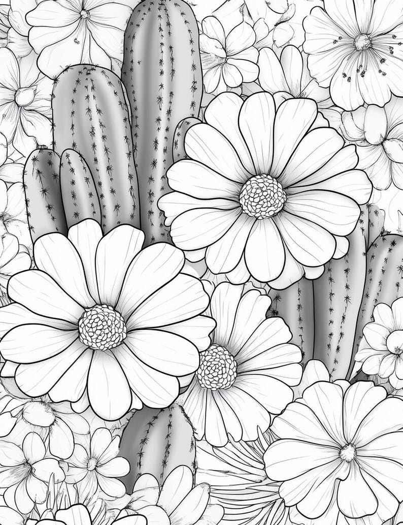 16 Cactus & Succulent Coloring Pages - Printable Adult Coloring Sheets ...