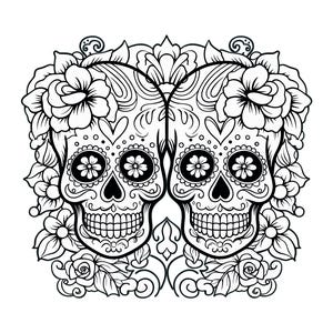 15 Printable Sugar Skull Coloring Pages | Día De Los Muertos Digital ...