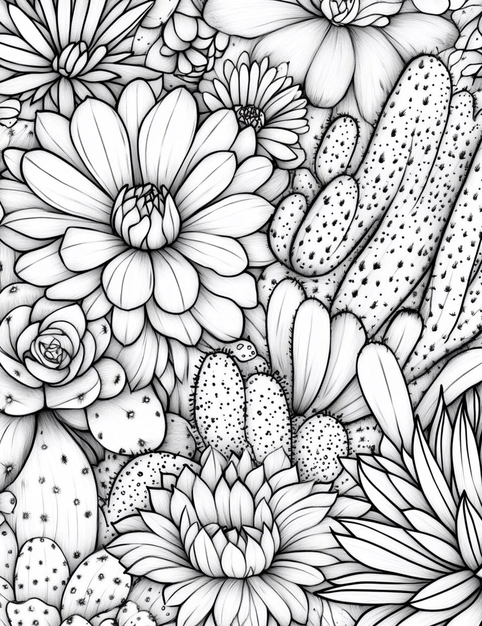 16 Cactus & Succulent Coloring Pages - Printable Adult Coloring Sheets ...
