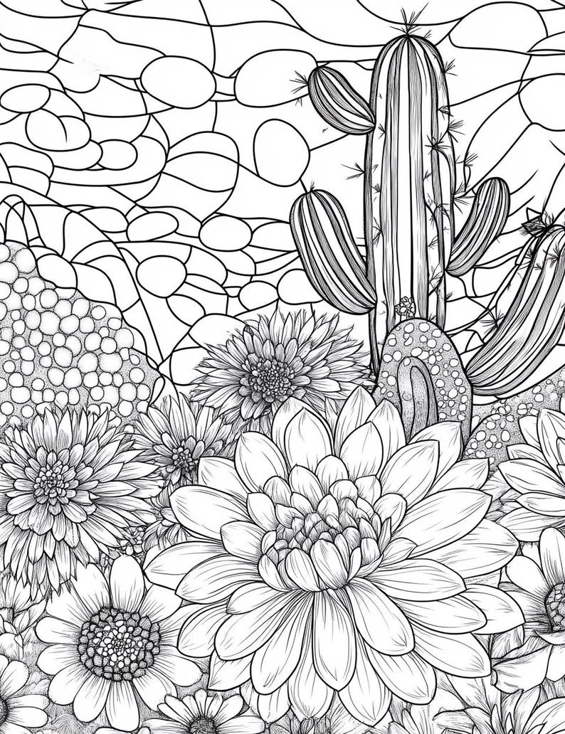 16 Cactus & Succulent Coloring Pages - Printable Adult Coloring Sheets ...