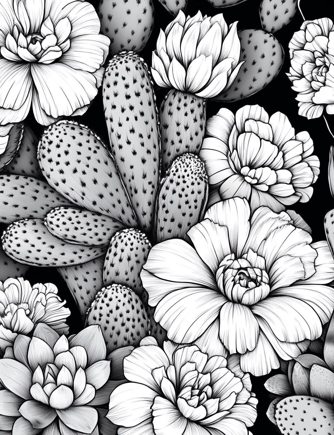 16 Cactus & Succulent Coloring Pages - Printable Adult Coloring Sheets ...