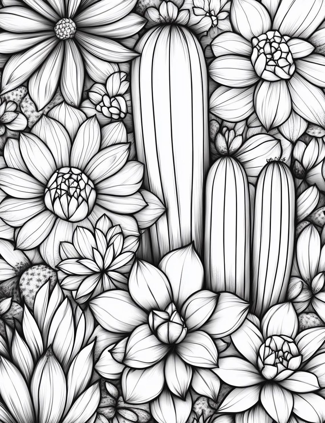 16 Cactus & Succulent Coloring Pages - Printable Adult Coloring Sheets ...