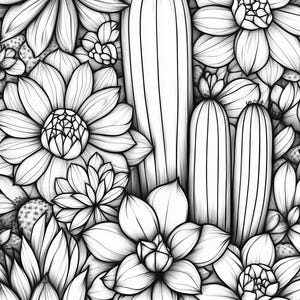 16 Cactus & Succulent Coloring Pages - Printable Adult Coloring Sheets ...