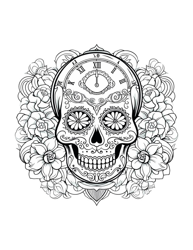 15 Printable Sugar Skull Coloring Pages | Día De Los Muertos Digital ...