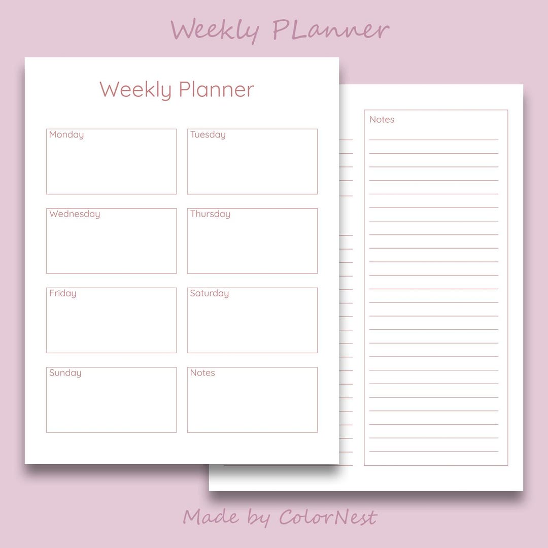 Minimalist Weekly Planner Printable: Undated Digital PDF (A4 Size) - Etsy