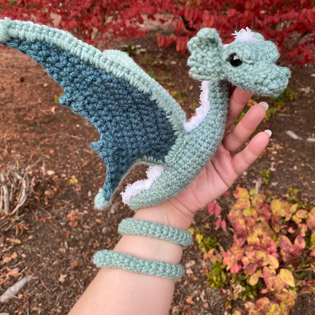 Sage Green and Teal Dragon, Wearable Dragon - Etsy