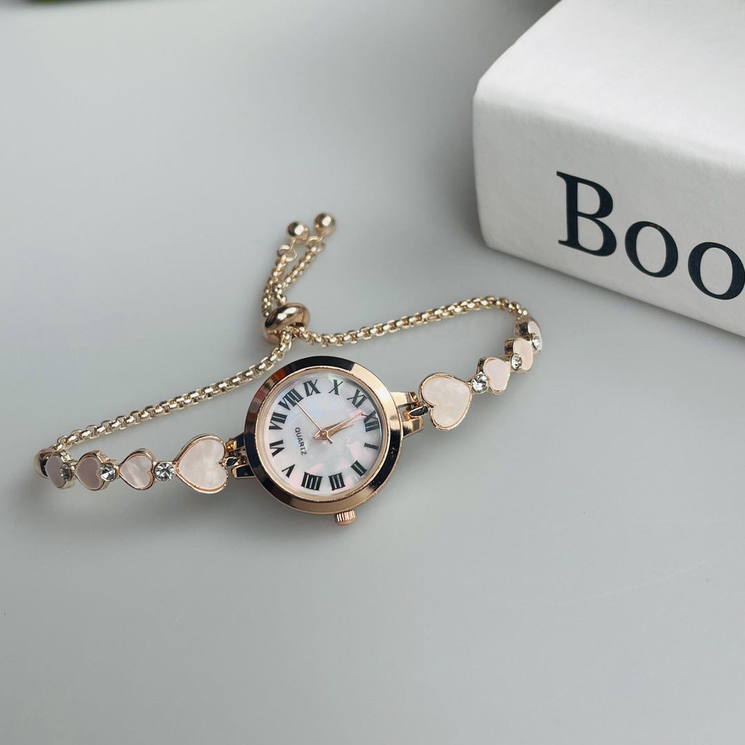 Handmade Pink Heart-shaped Watch,ladies' Quartz Watch,alloy Bracelet ...