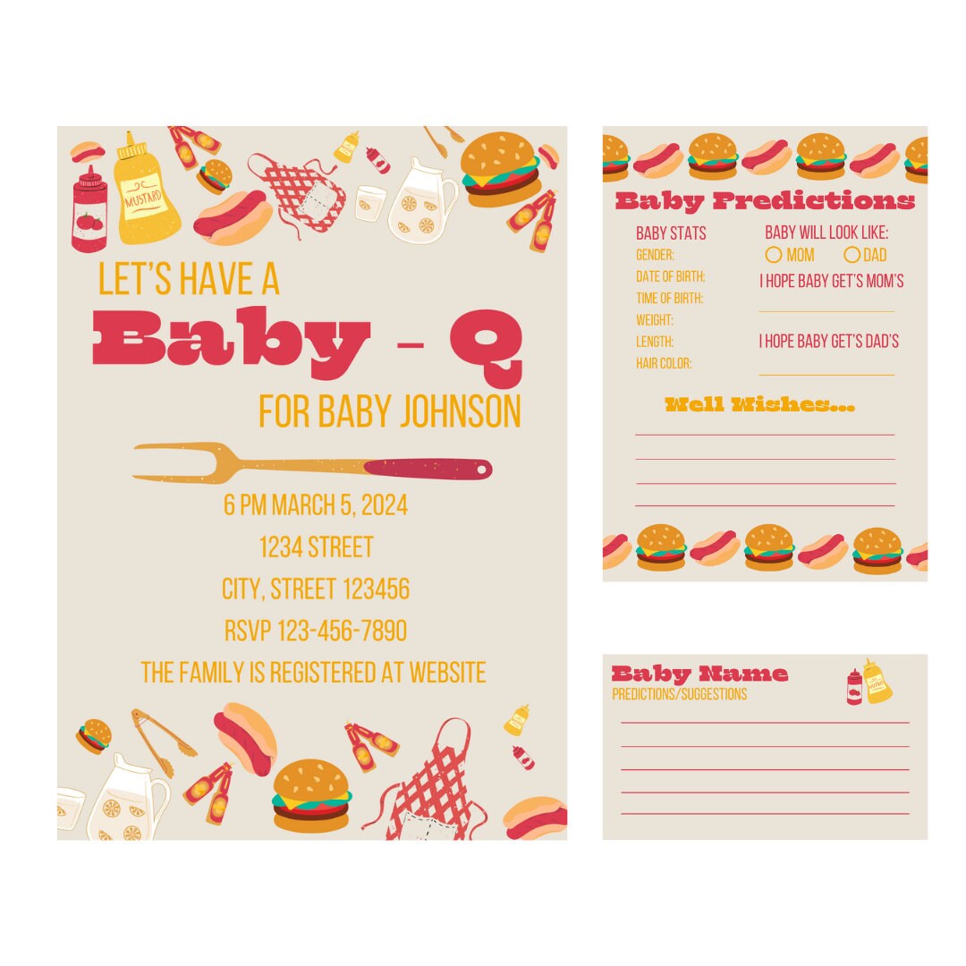 Baby Q - Barbeque Baby Shower Templates - Etsy