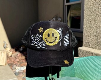 Checkered Print Patch Trucker Hat - Etsy