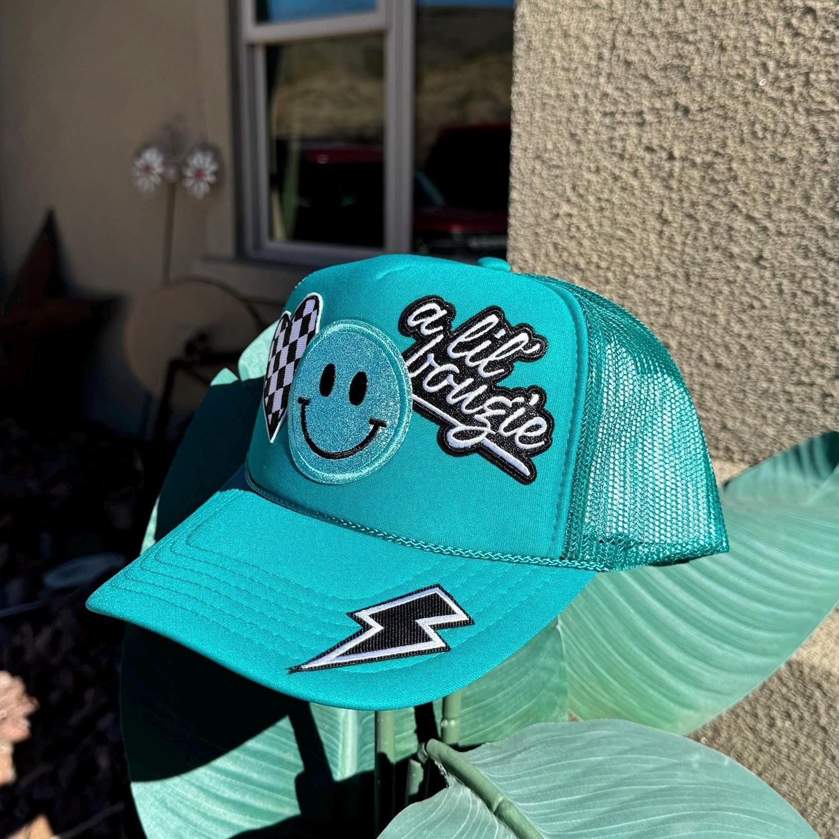 Checkered Print Patch Trucker Hat - Etsy