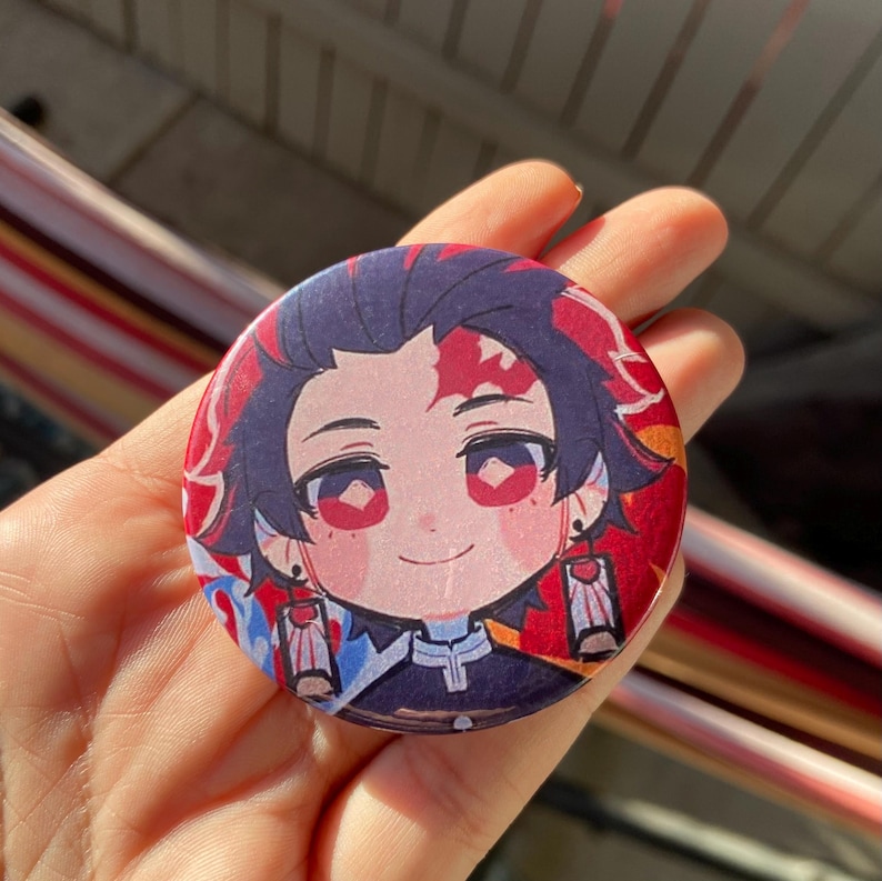 Demon Slayer Pin Brooch Buttons for Backpack Chibi Anime Tanjiro Nezuko ...