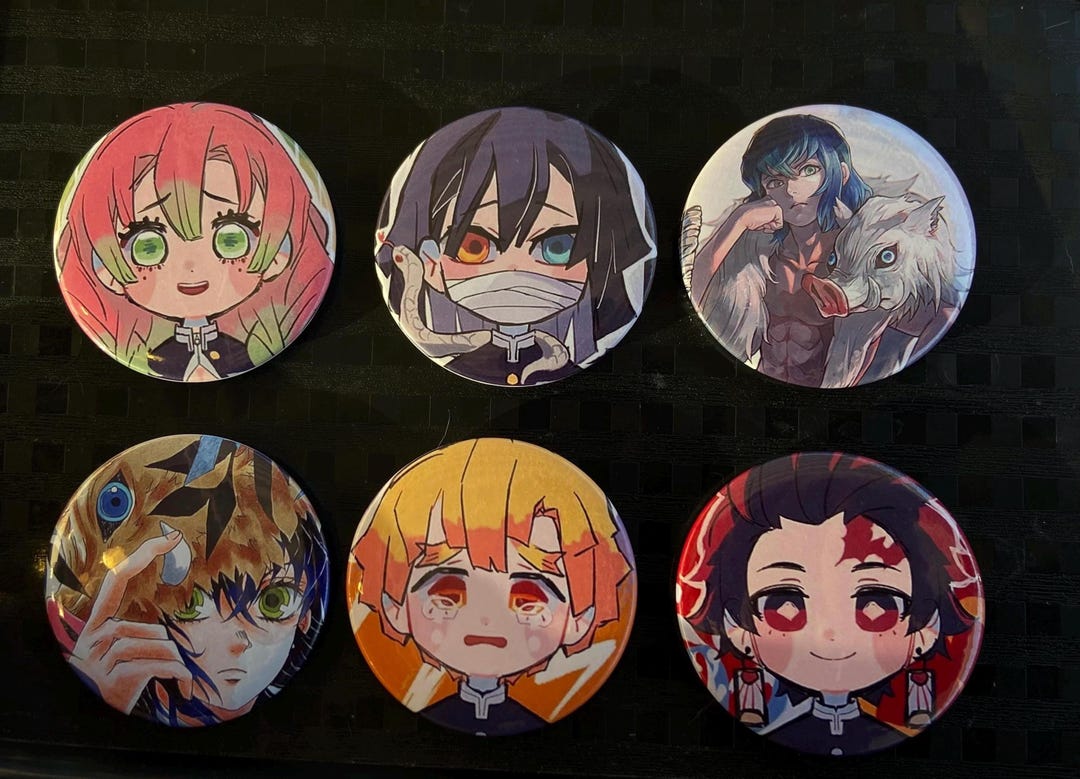 Demon Slayer Pin Brooch Buttons for Backpack Chibi Anime Tanjiro Nezuko ...