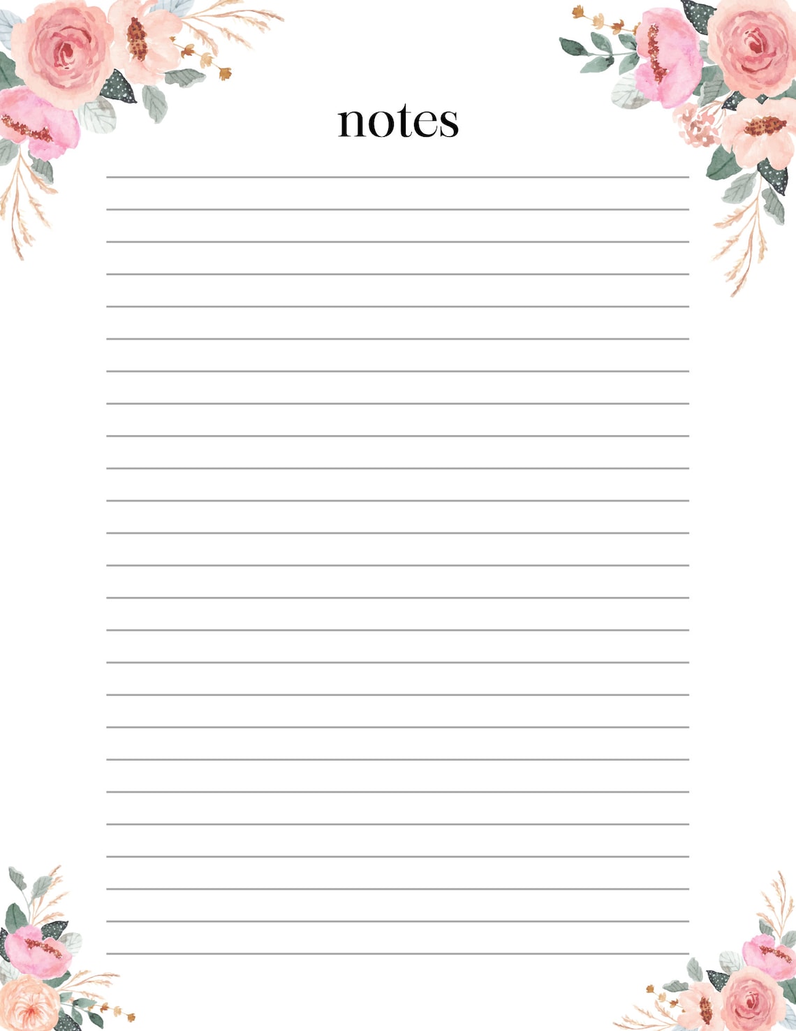Notes Printable, Instant Download, Minimalist, Classroom Notes, to Do ...