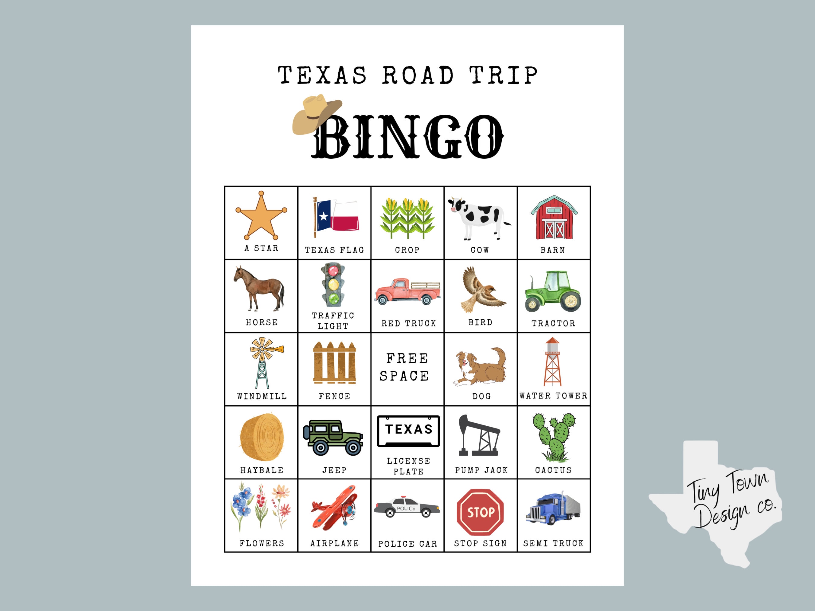 Texas Road Trip Bingo Printable, Instant Download, Texas Vacation Games ...