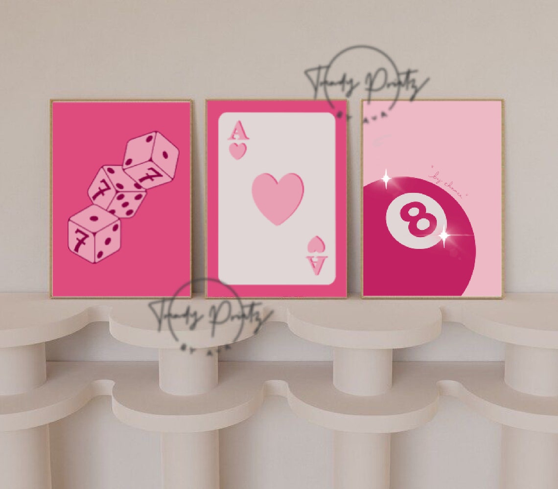 Trendy Pink Wall Art Decor 3 Bundle Prints Preppy Room Decor, Preppy ...