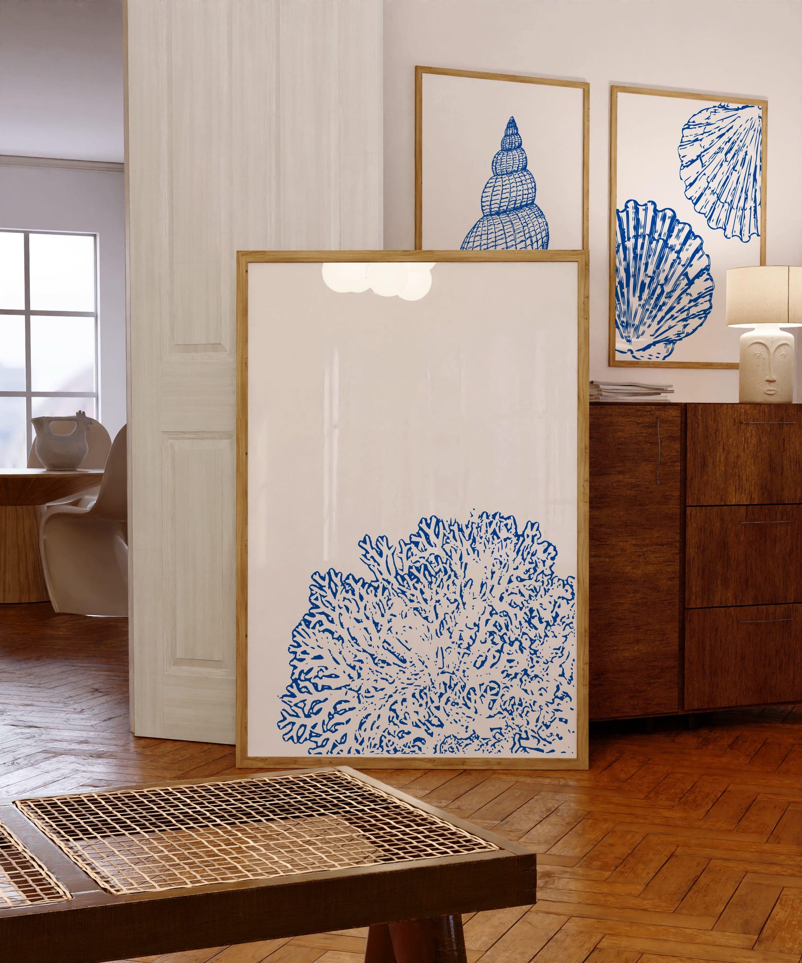 Coastal Wall Art Set – Blue Seashell Printable Decor, Beach House ...