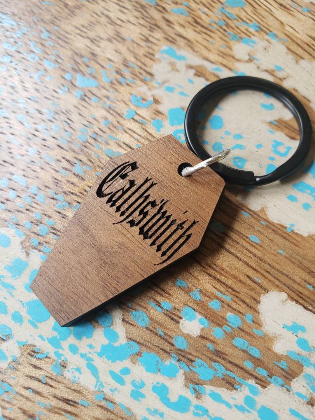 Coffin Pet ID Tag- Walnut Wood - Etsy