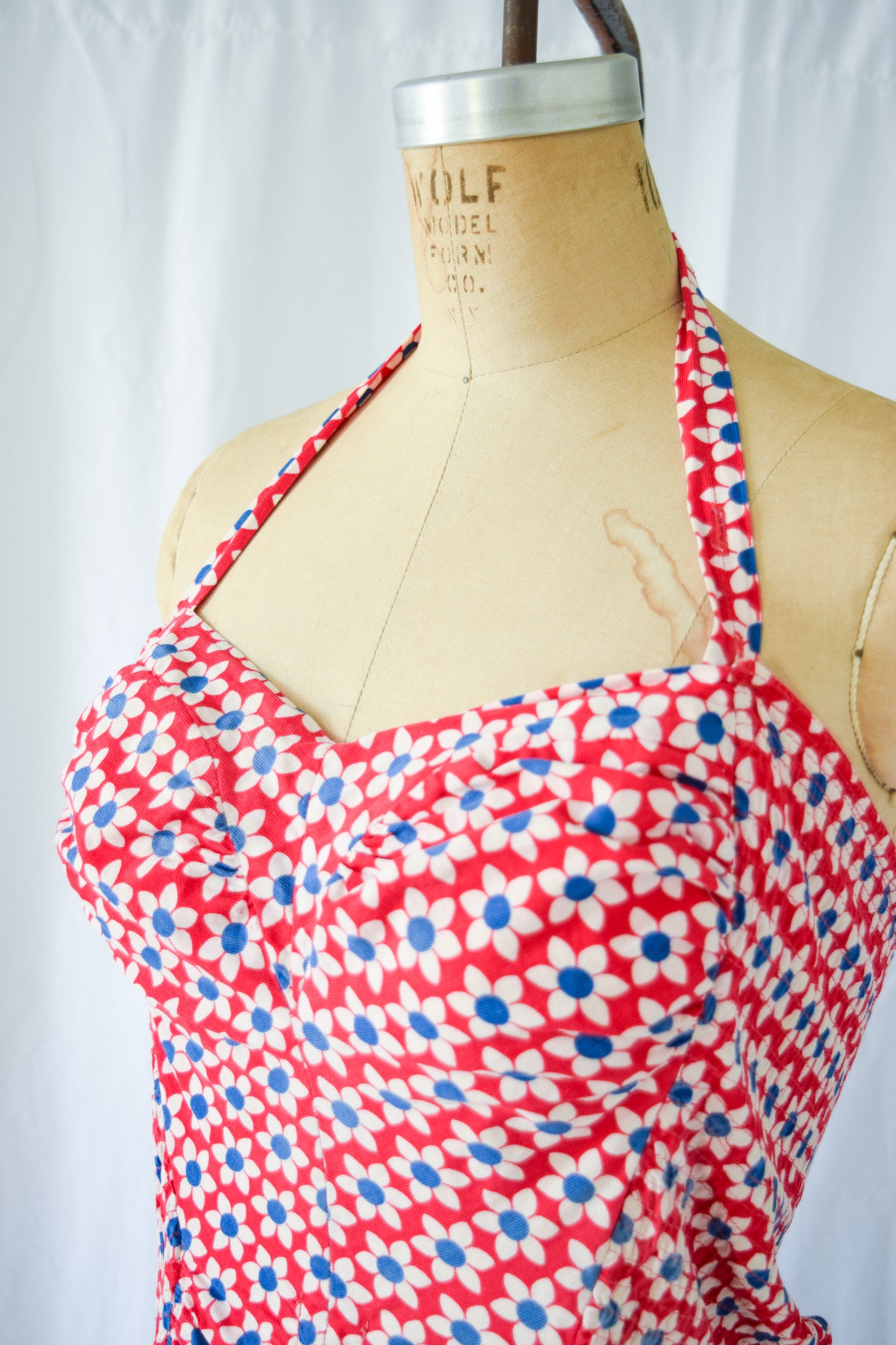 1960s Swimsuit | Cole of California | Vintage 60s Red White Blue Floral ...