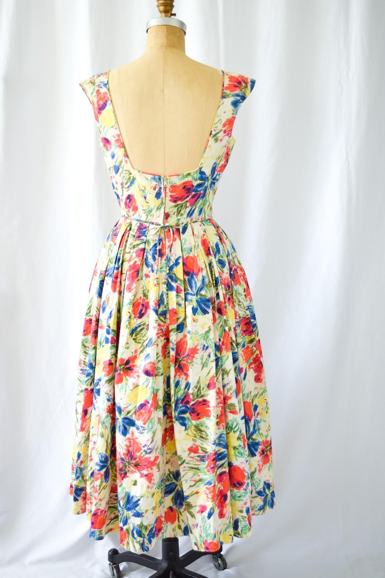 1950s Dress | Florice | Vintage 50's Fit and Flare Spring Floral Cotton ...