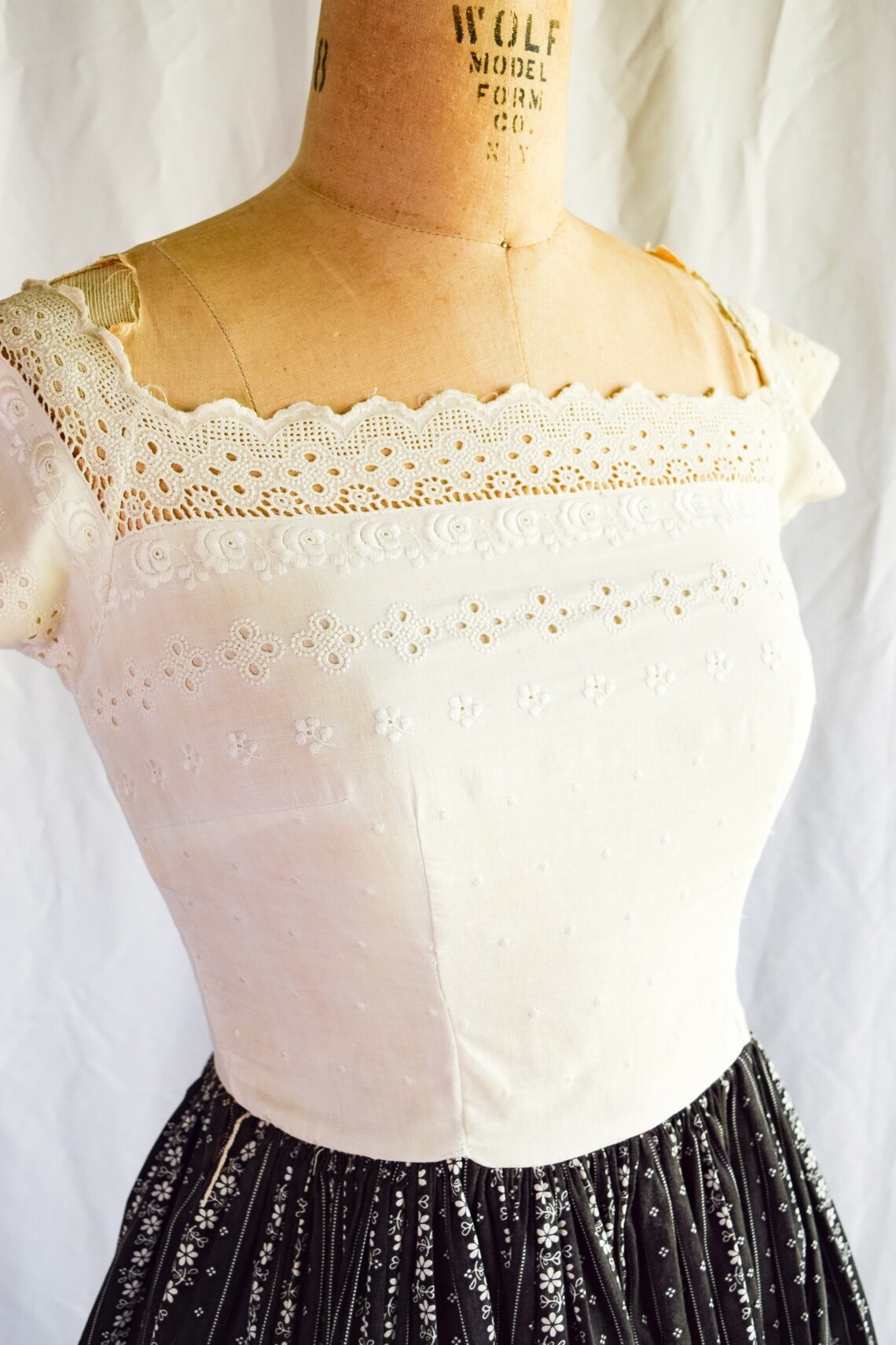 1950s Dress Mr Mort Vintage 50s Cotton Lace Eyelet Bodice - Etsy