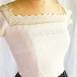 1950s Dress | Mr Mort | Vintage 50s Cotton Lace Eyelet Bodice Striped ...