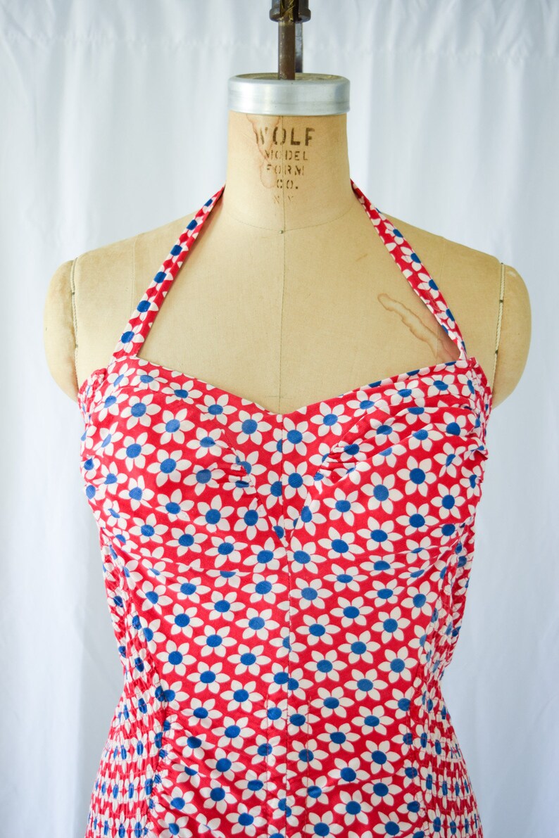1960s Swimsuit | Cole of California | Vintage 60s Red White Blue Floral ...