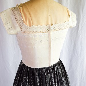 1950s Dress | Mr Mort | Vintage 50s Cotton Lace Eyelet Bodice Striped ...