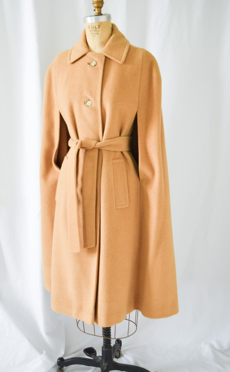 1960s Cape | Camel Hair | Vintage 60's Tan Cape Coat Cloak With Belt ...