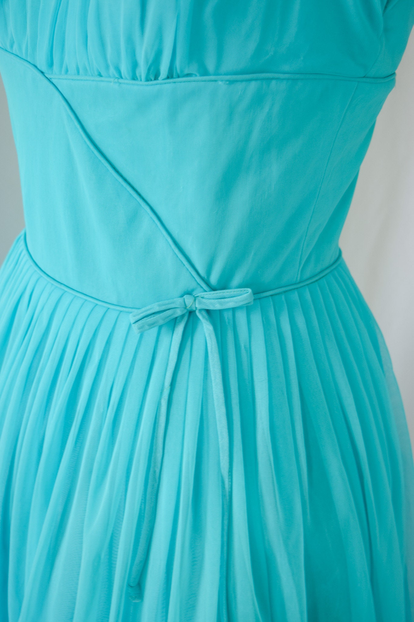 1950s Dress Turquoise Chiffon Vintage 50s Classic Era Fit and Flare ...